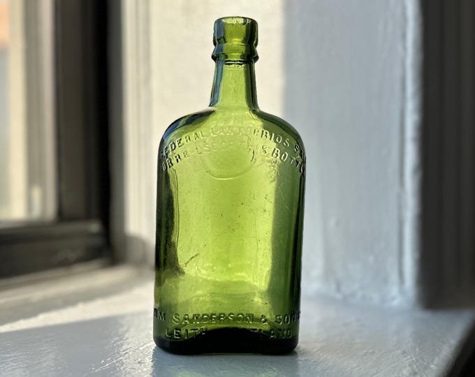 Green Glass Whiskey Bottle Vintage Sanderson Leith Scotland - Etsy