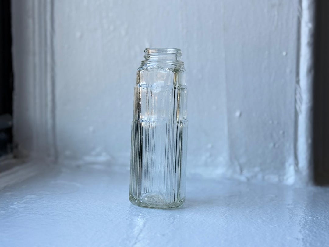 Vintage Art Deco Glass Bottle | Clear Fluted Design | MCM Decor | 5 ...