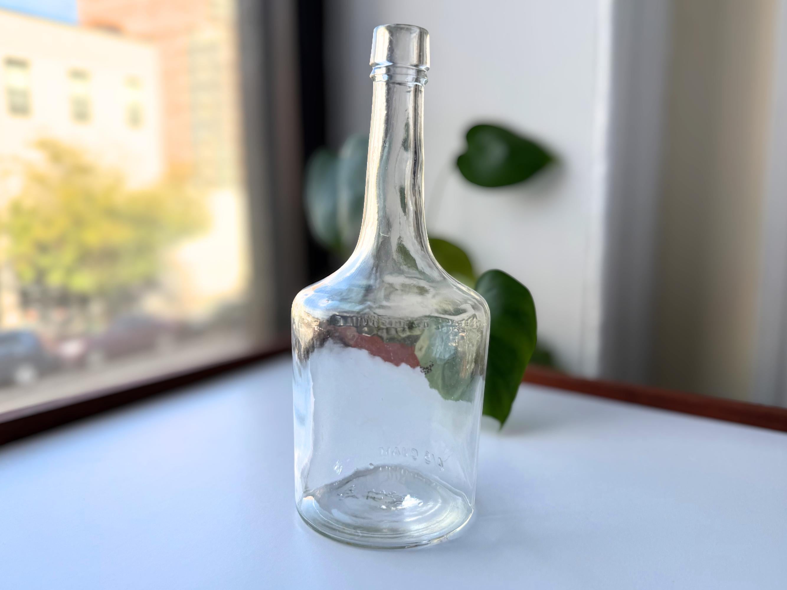 Speakeasy Decor | Vintage Long Neck Whiskey Bottle | Clear Glass MCM ...