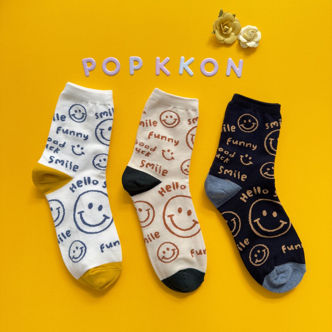 Smiley Face Socks for Women/cute and Fun Socks With Happy Face/made in ...
