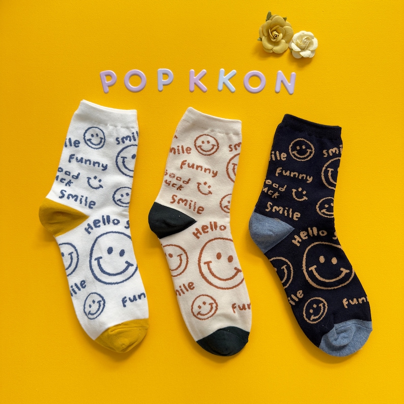 Smiley Face Socks for Women/cute and Fun Socks With Happy Face/made in ...