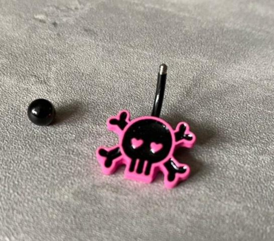 Skull Barbell Belly Bar-gothic Belly Bar Skull Jewellery-curved Barbell ...