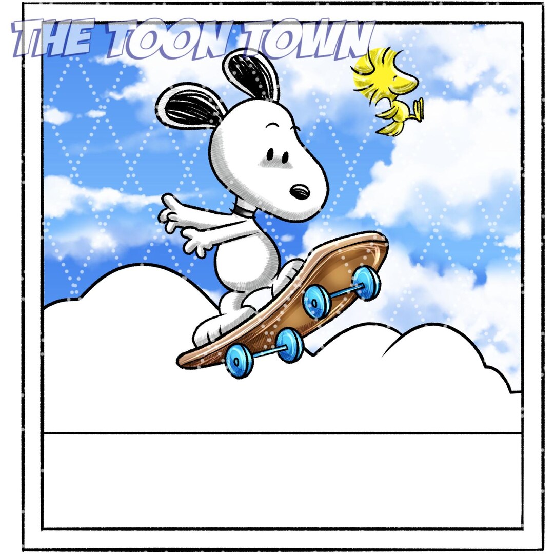 Beagle & Yellow Bird Skate Panel Sublimation Digital Art Hand Draw - No ...