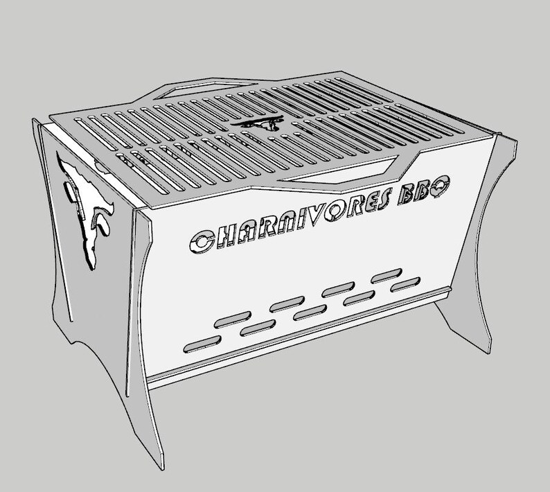 Fire Pit & BBQ Grill DXF File Firepit Grill Camping Grill Collapsible ...