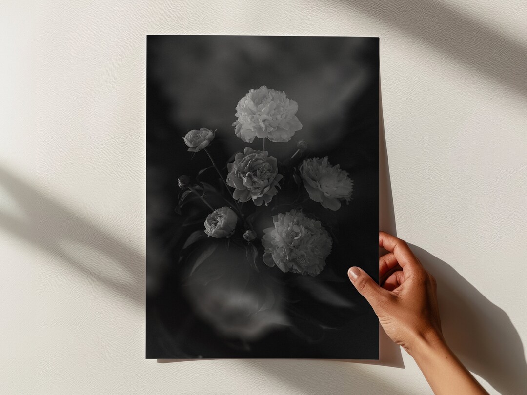 Black & White Peonies | DIGITAL DOWNLOAD | Dark Academia Wall Print ...