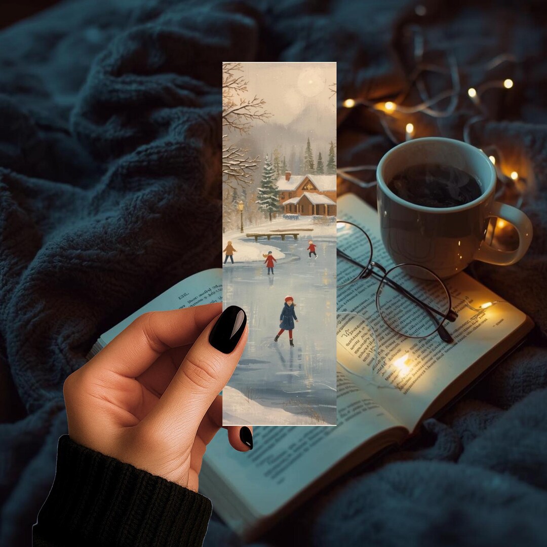 Ice Skating Girl | Holiday Bookmark | Winter Bliss | - Etsy