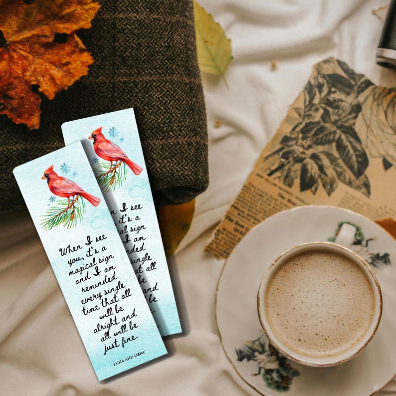 Red Cardinal Bookmark | Grieving | Inspiring Quote | - Etsy