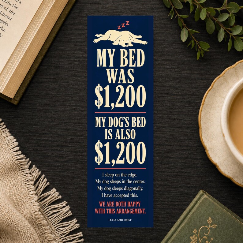 Dog in Bed Bookmark | Funny Dog Owner Gift | Dog Bed Humor | Dog Lover ...