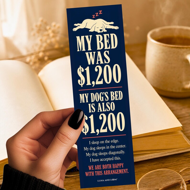 Dog in Bed Bookmark | Funny Dog Owner Gift | Dog Bed Humor | Dog Lover ...