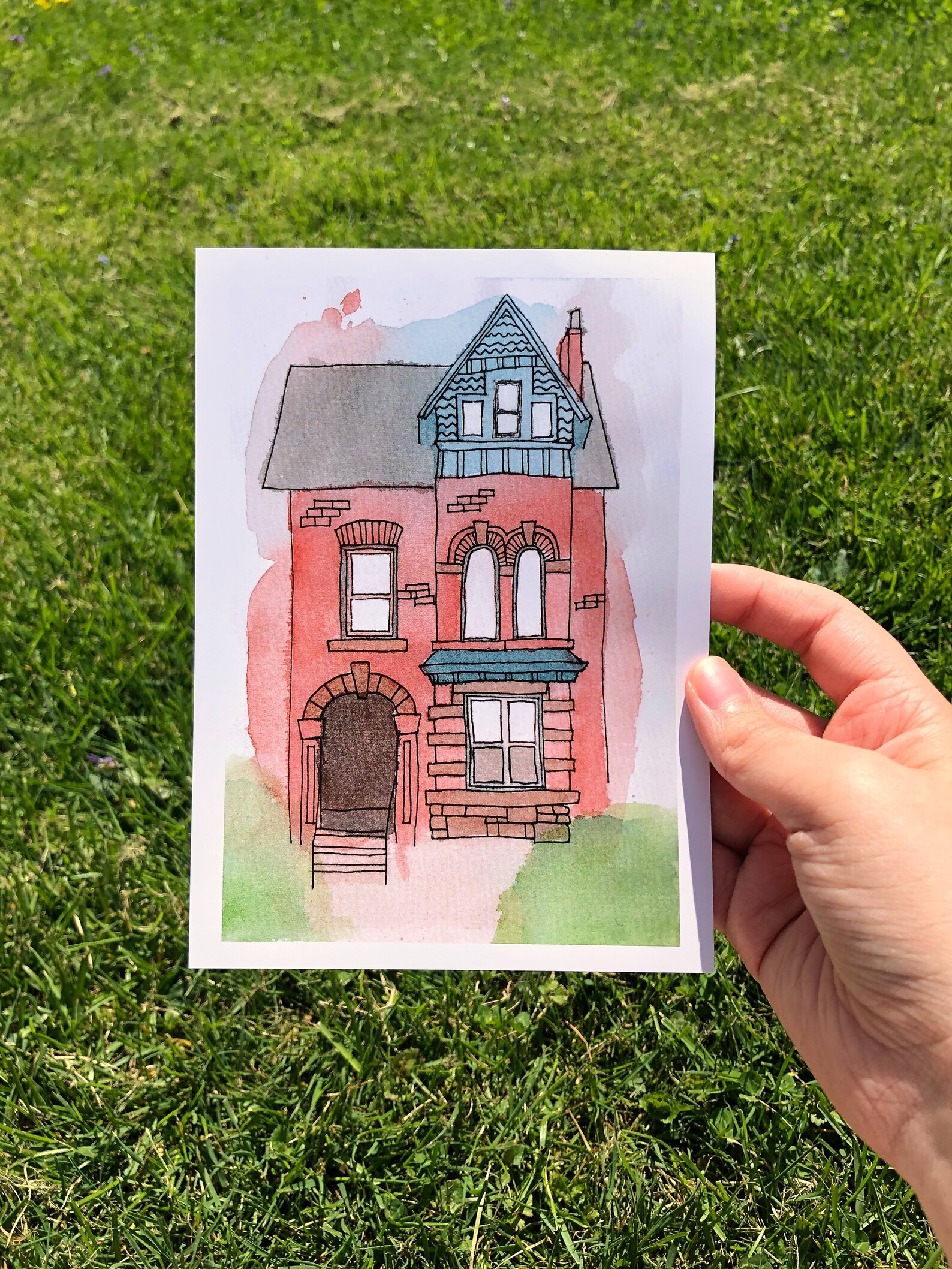Red House Watercolor Print - Etsy
