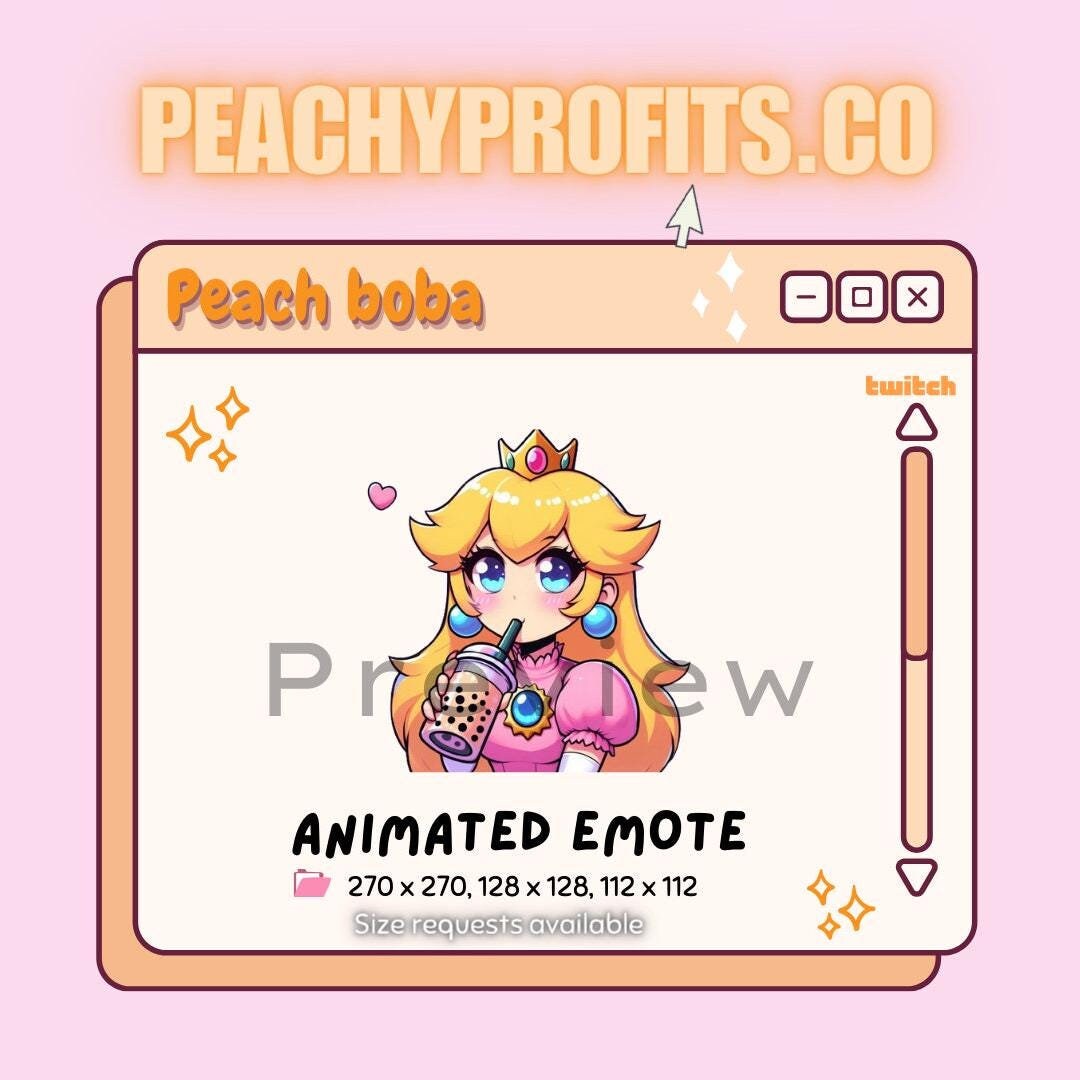 Princess Peach Bubble Tea Twitch Emote Discord Emote Youtube Emote ...