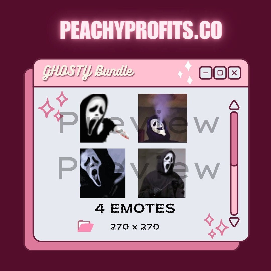 GHOSTY Ghostface 4-pack Emotes Bundle Animated Emote Twitch Emote ...