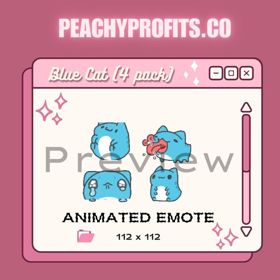 Animated Funny Cat Emotes, Blue Cat 4 Pack Emotes Twitch Emote Discord ...