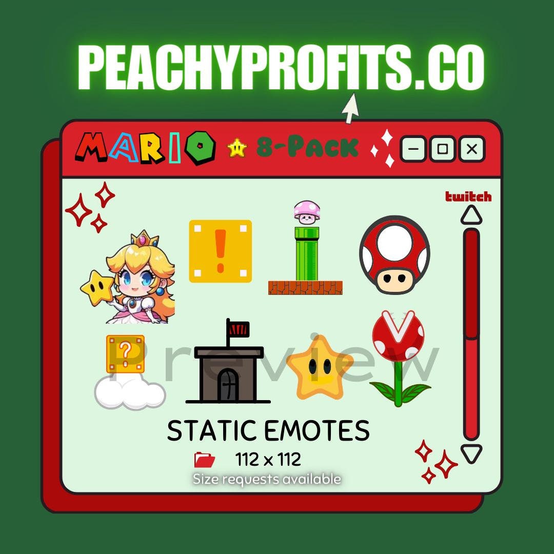 Mario Emotes 8-pack Twitch Emote Discord Emote Youtube Emote - Etsy