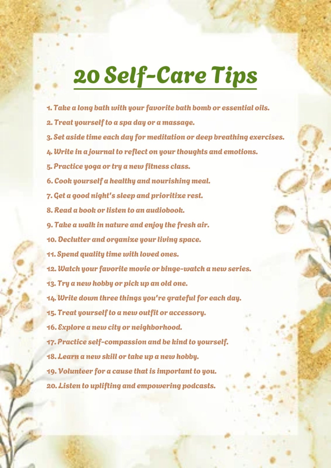 20 Self-care Tips - Etsy