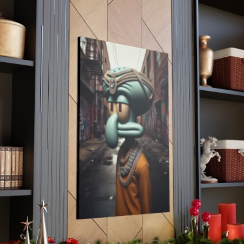 Drippy Squidward in an Alley, Funny, Joke, Meme, Wall Art - Etsy