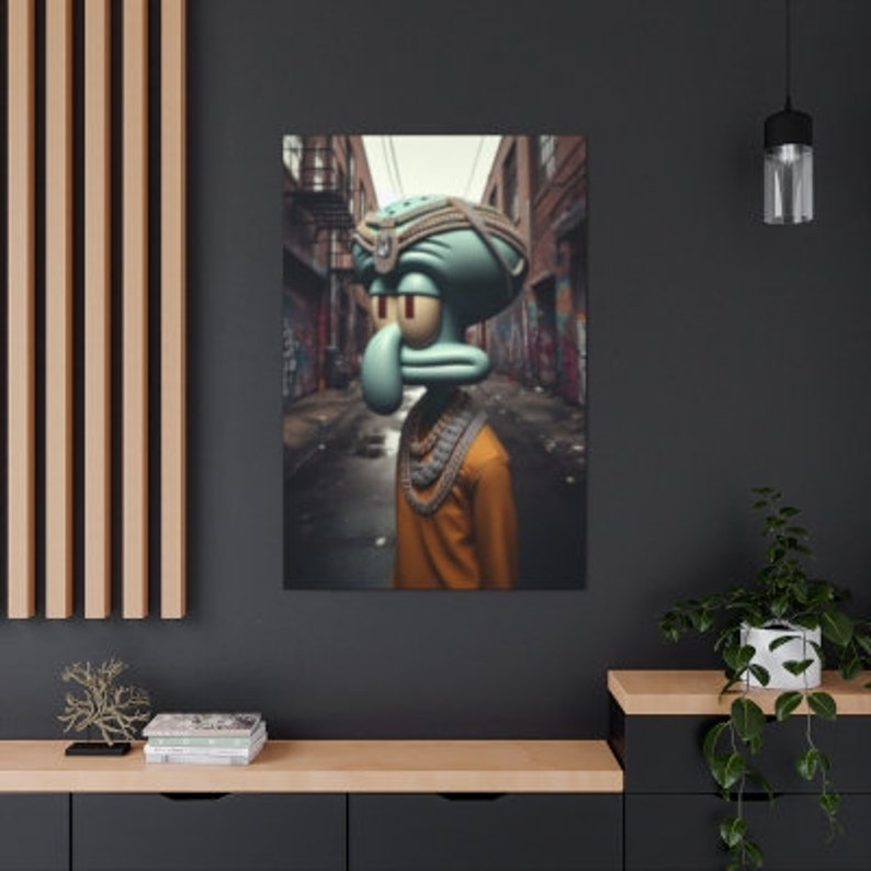 Drippy Squidward in an Alley, Funny, Joke, Meme, Wall Art - Etsy