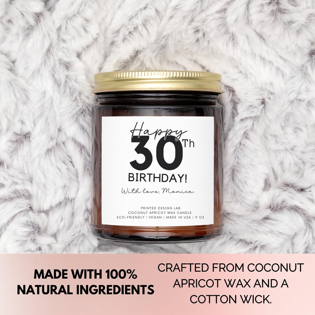 30th Birthday Candle, 30th Birthday for Her, 30th Candle, Custom ...