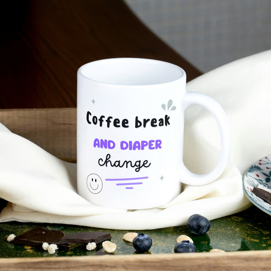Coffee Break and Diaper Change Mug, Mama's Little Coffee Mug, Funny ...