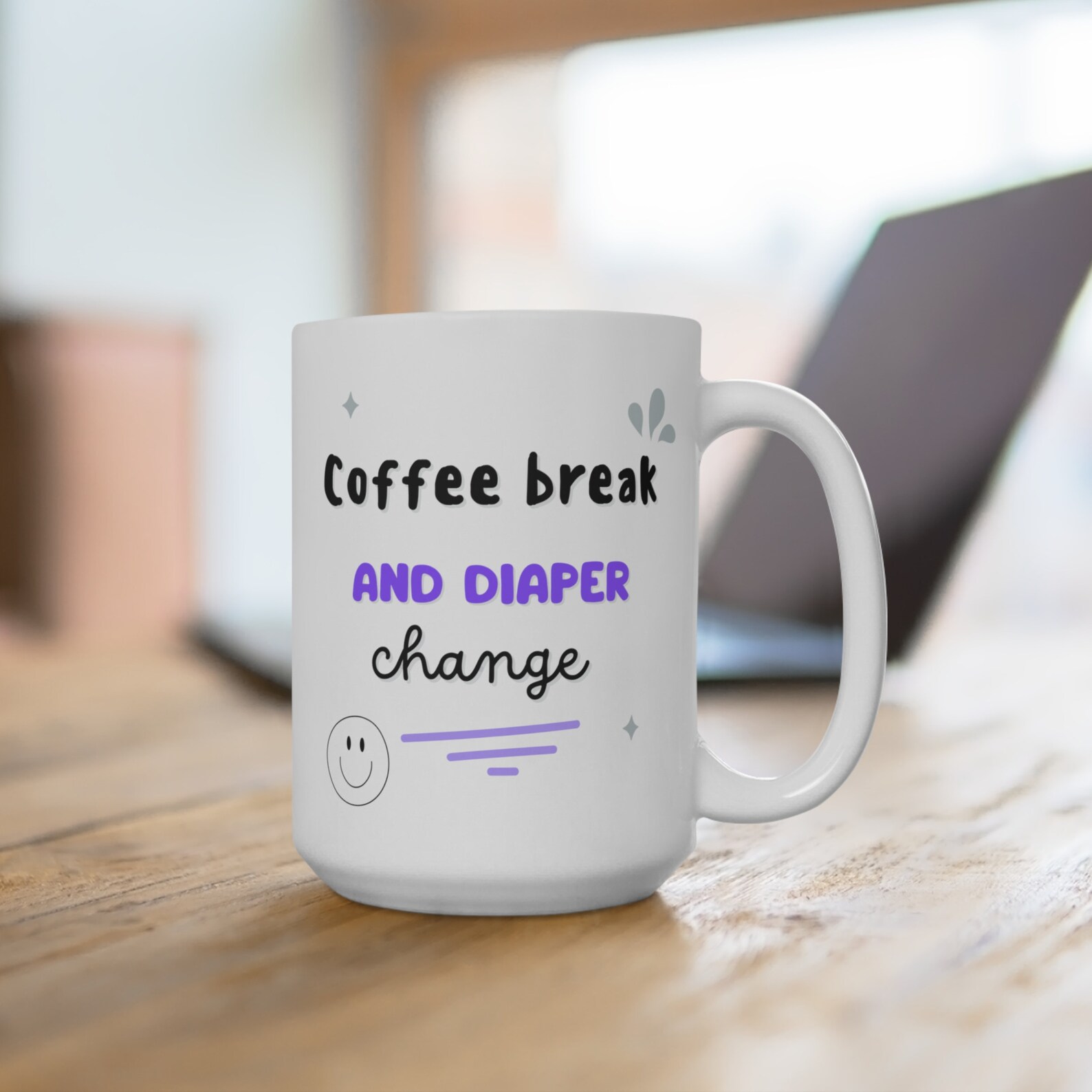 Coffee Break and Diaper Change Mug, Mama's Little Coffee Mug, Funny ...