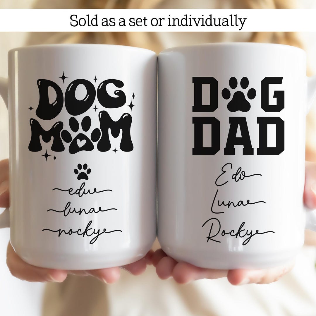 Personalized Dog Parents Mug With Dog Names, Customized Dog Mom Mug ...