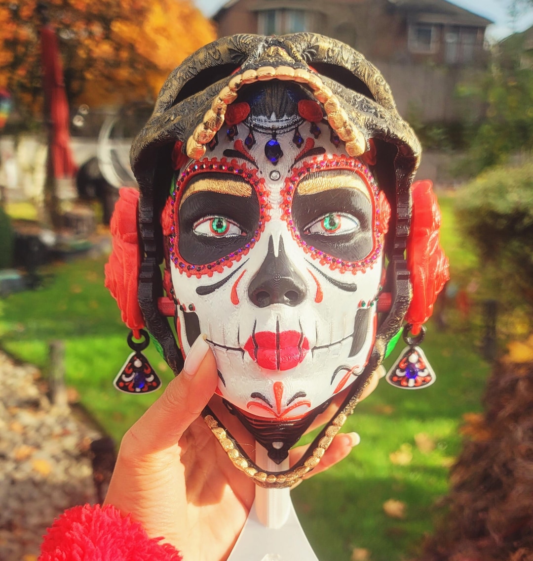Hand-painted La Catrina 3D Printed Mask, Christmas Gift, Articulated ...