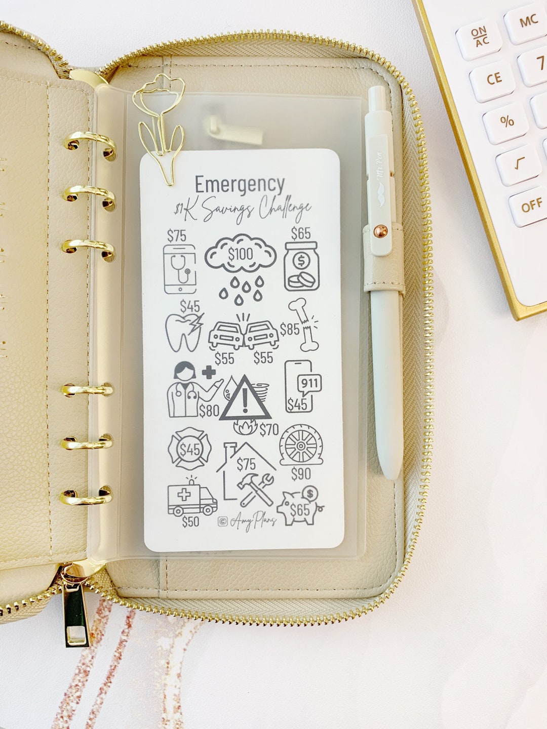 Emergency Savings Challenge Tracker: A6 Cash Envelope Insert - Etsy