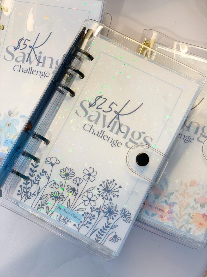 5,000 Dollar Cash Savings Challenge - A6 Gold Hardware Clear Binder ...