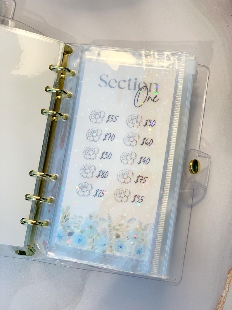 5,000 Dollar Cash Savings Challenge - A6 Gold Hardware Clear Binder ...