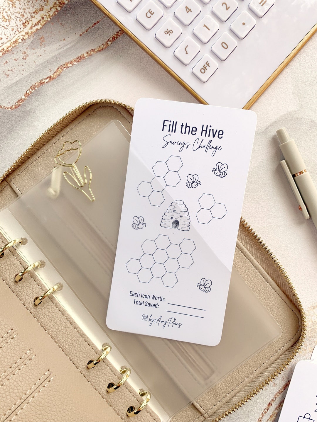 Savings Challenge Tracker for Cash Envelope Stuffing Bees Fill the Hive ...