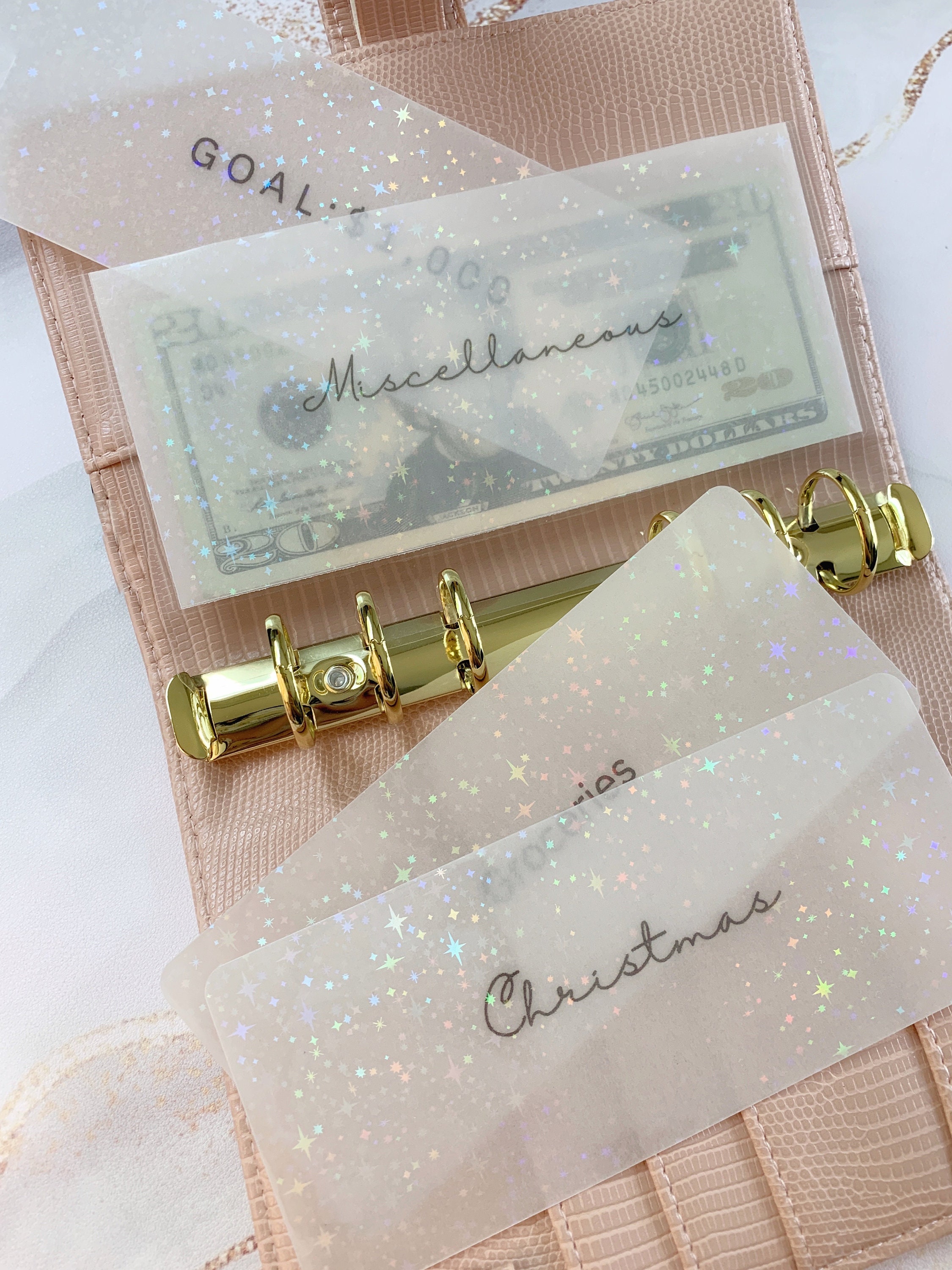 A6 Custom Cash Envelope Inserts Holographic Sparkle Vellum Cash ...