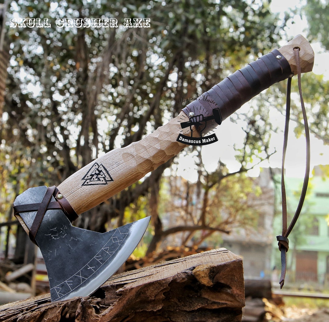 Viking Valhalla Valknut Axe, Engraved Custom Axe With Wooden Box Best ...