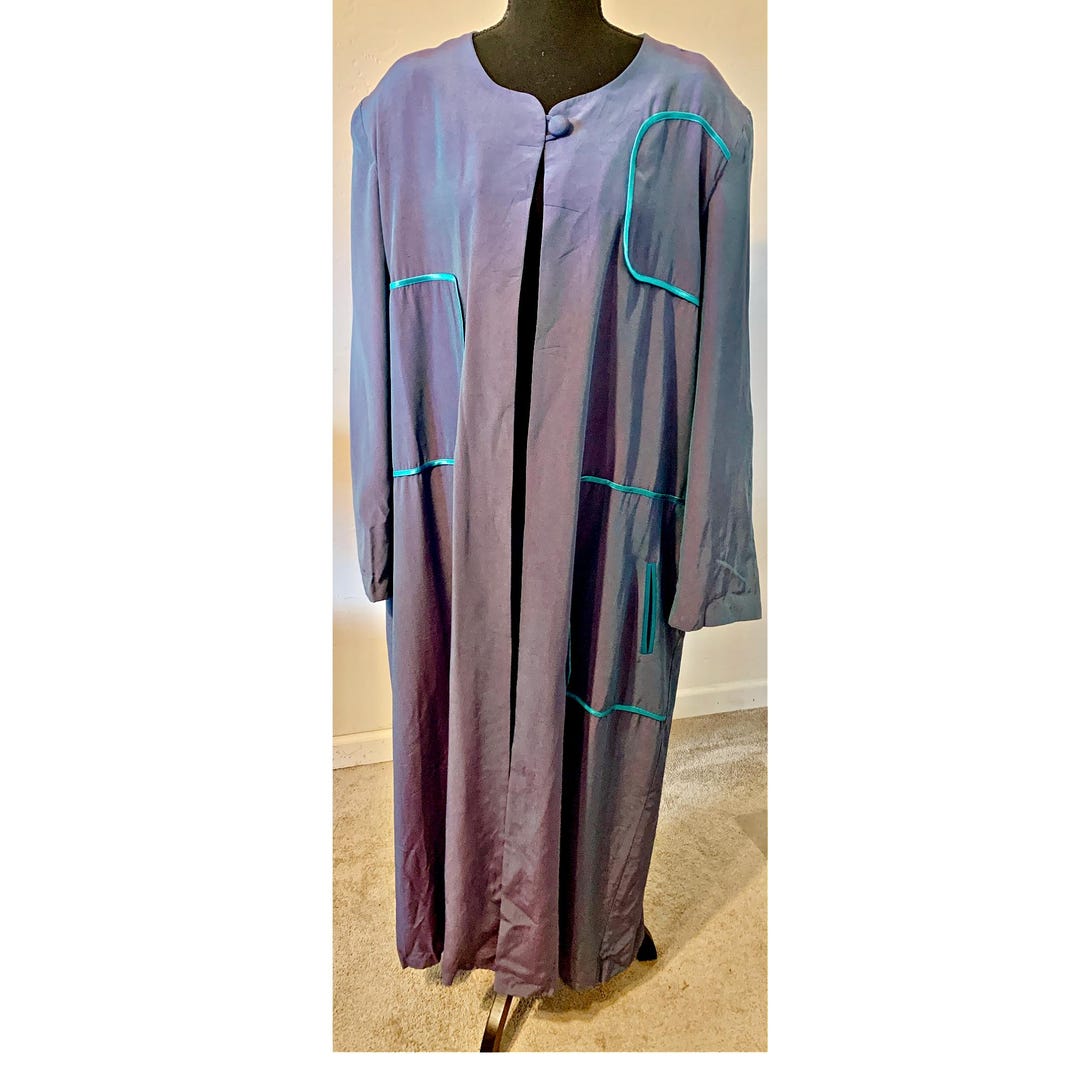 80's Vintage Iridescent Blue Duster With Amazing Blue Lining XXL - Etsy