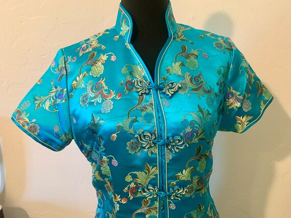 Vintage Asian Dress - Cheongsam all frog closures~bea… - Gem