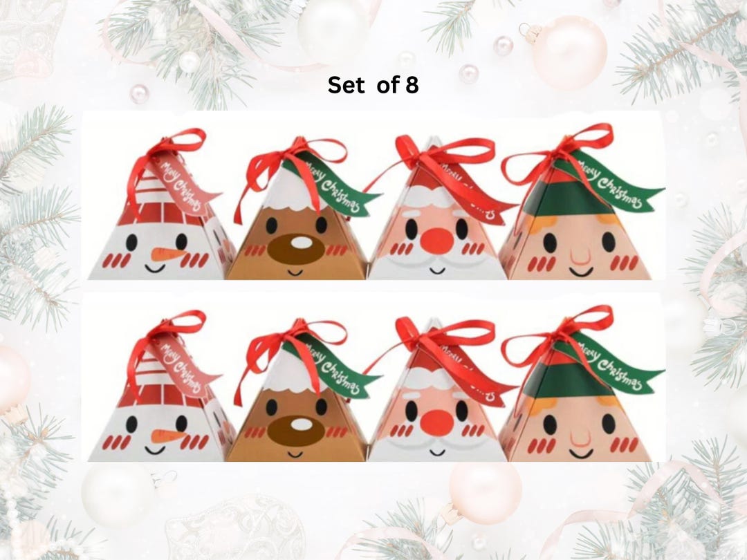 Christmas Candy Box, Set of 8, Holiday Party Treat Box Xmas Favor Box ...