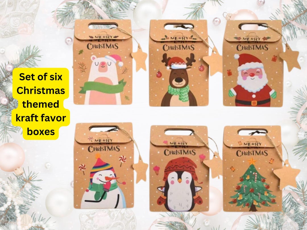 Christmas Party Favor Box Set of Six Holiday Treat Box Candy Box ...