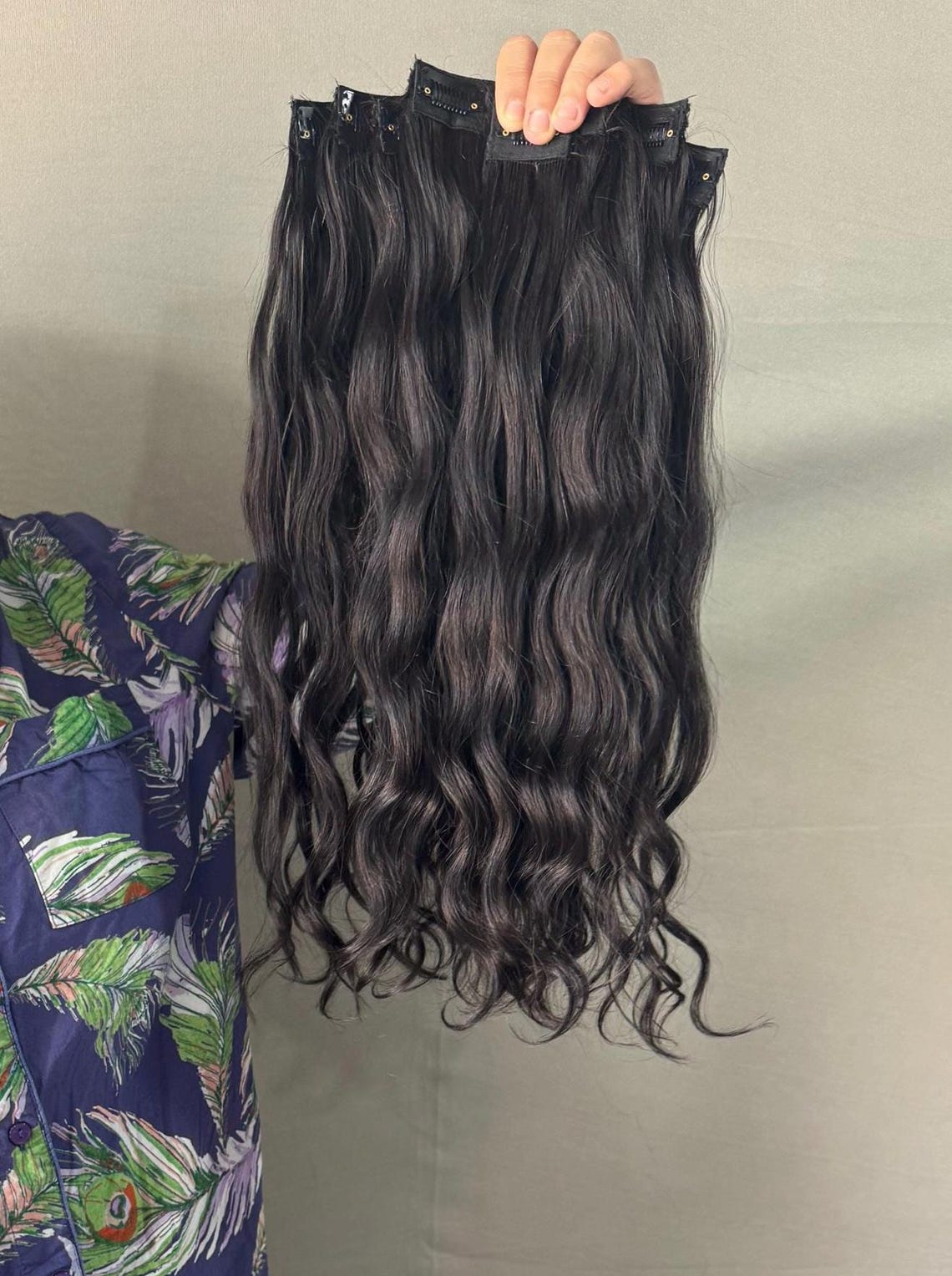 Indian Virgin Clip on Wavy Extensions 200-220g – Multi-donor, Tangle ...