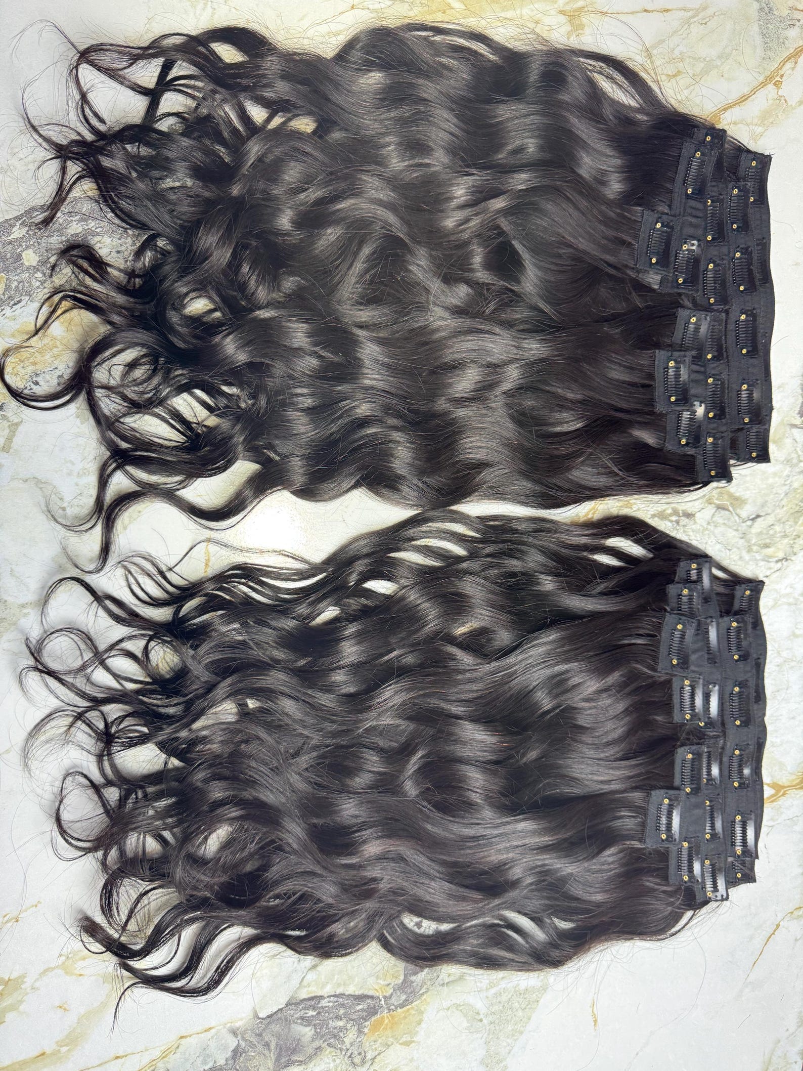 Indian Virgin Clip on Wavy Extensions 200-220g – Multi-donor, Tangle ...