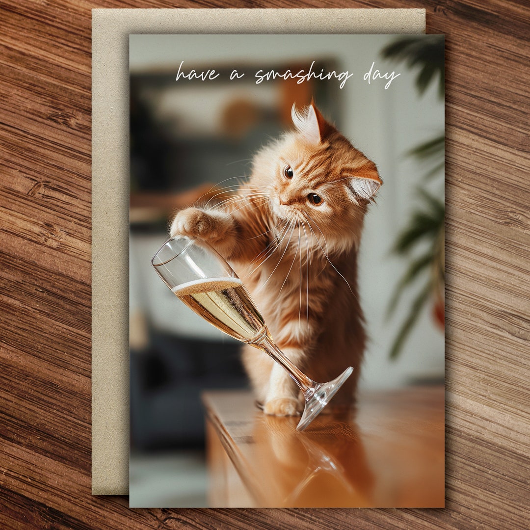 Smashing Cat Have a Smashing Day Card clean - Etsy