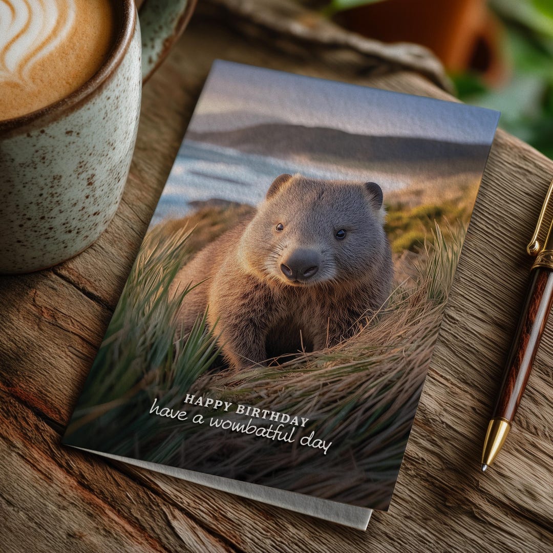 Wombat-ful - Adorable Wrap-around Birthday Card - Etsy