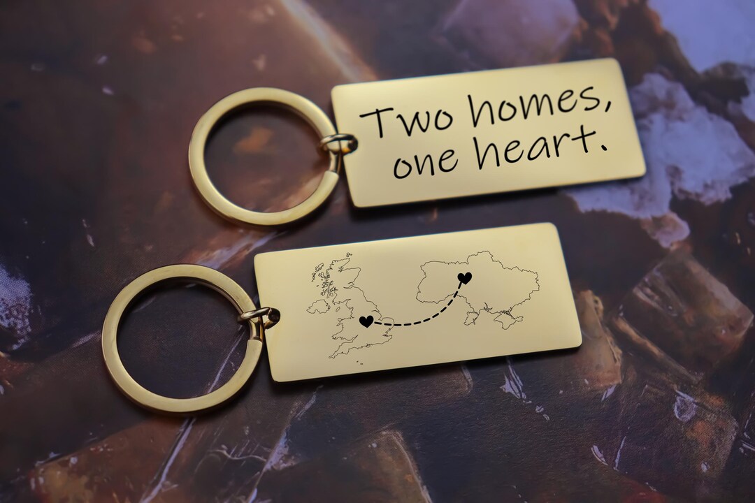 Two Homes Keyring - Personalised Country Keychain - Keychain Long ...