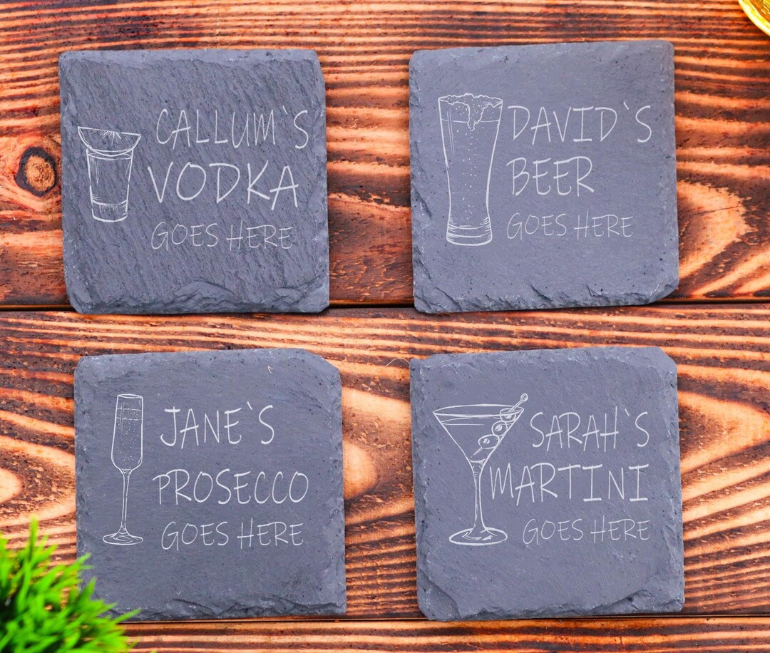 Personalised Slate Coaster - Laser Engraved Drink Coaster - Etsy