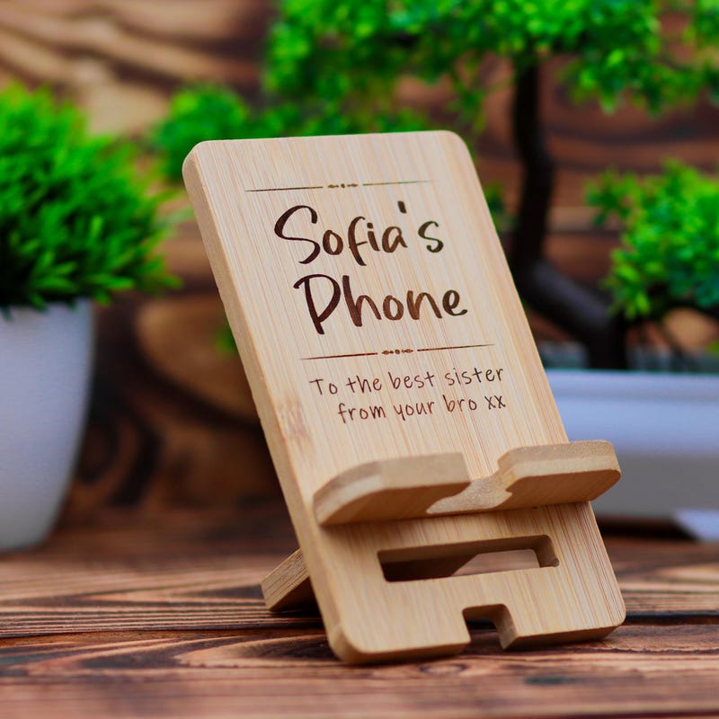 Bamboo Cell Phone Holder - Etsy