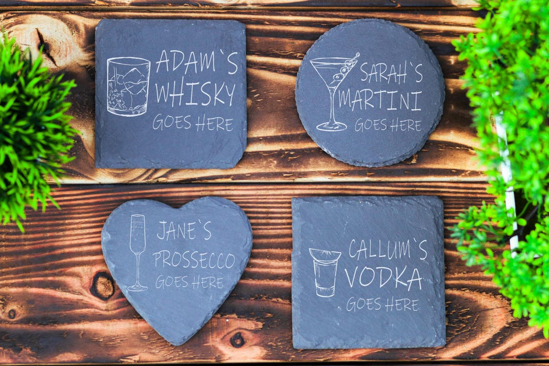 Personalised Slate Coaster - Laser Engraved Drink Coaster - Etsy