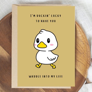 Cute Duck Greeting Card With Adorable Rubber Duck i'm Duckin' Lucky to ...