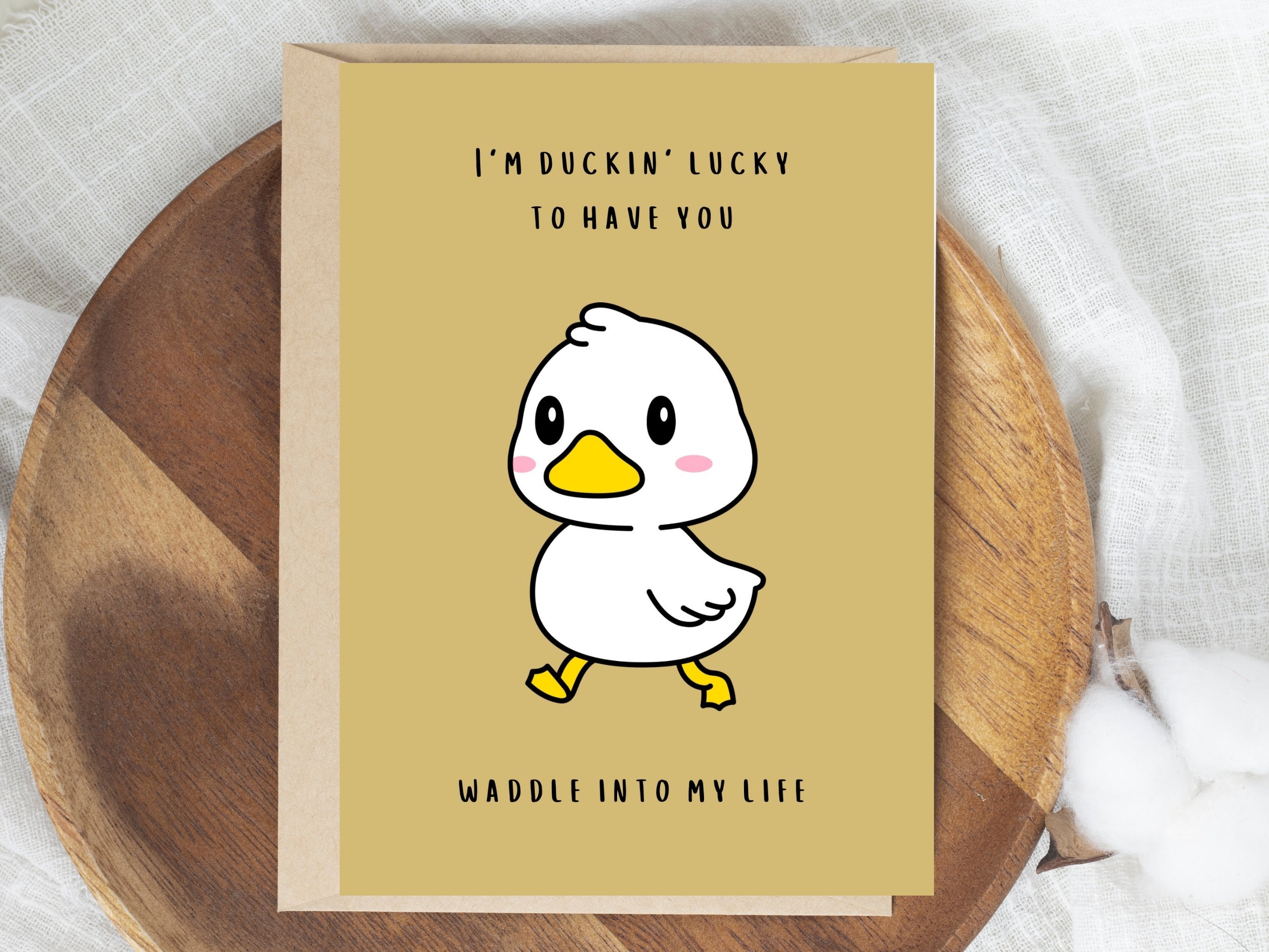 Cute Duck Greeting Card With Adorable Rubber Duck i'm Duckin' Lucky to ...