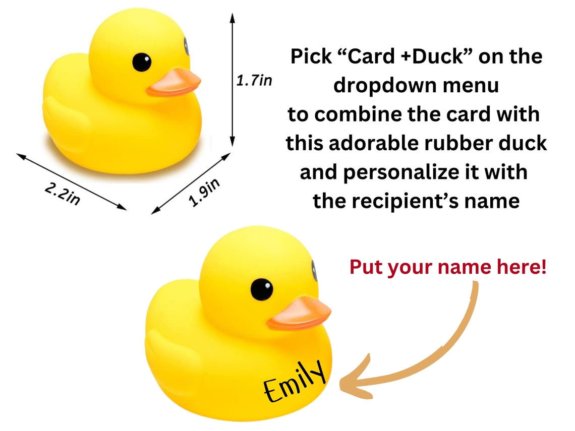 Cute Duck Greeting Card With Adorable Rubber Duck i'm Duckin' Lucky to ...