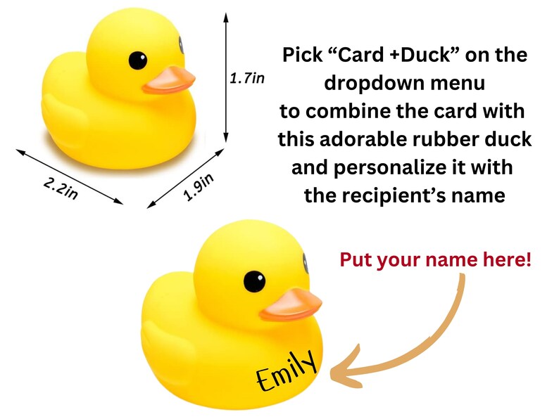 Cute Duck Greeting Card With Adorable Rubber Duck i'm Duckin' Lucky to ...