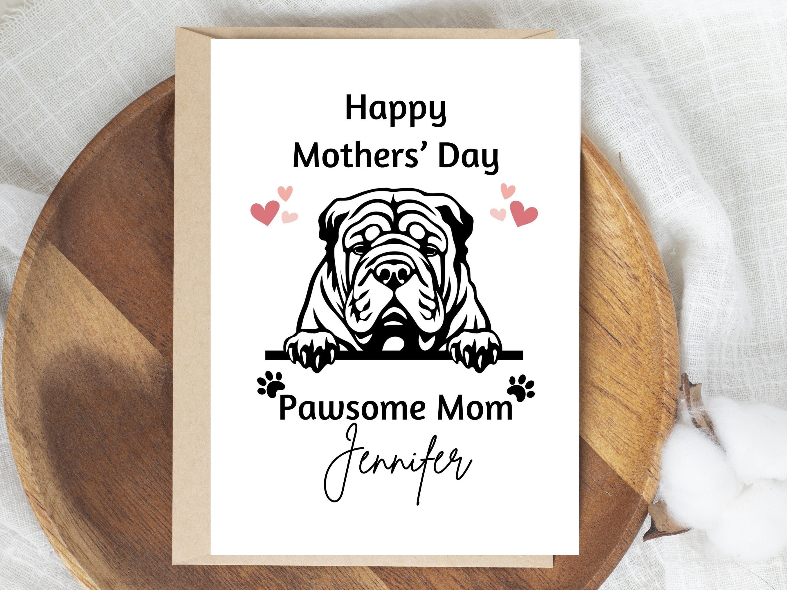Custom Mothers' Day Card, Personalized Greeting Card for Mom, Dog Mom ...