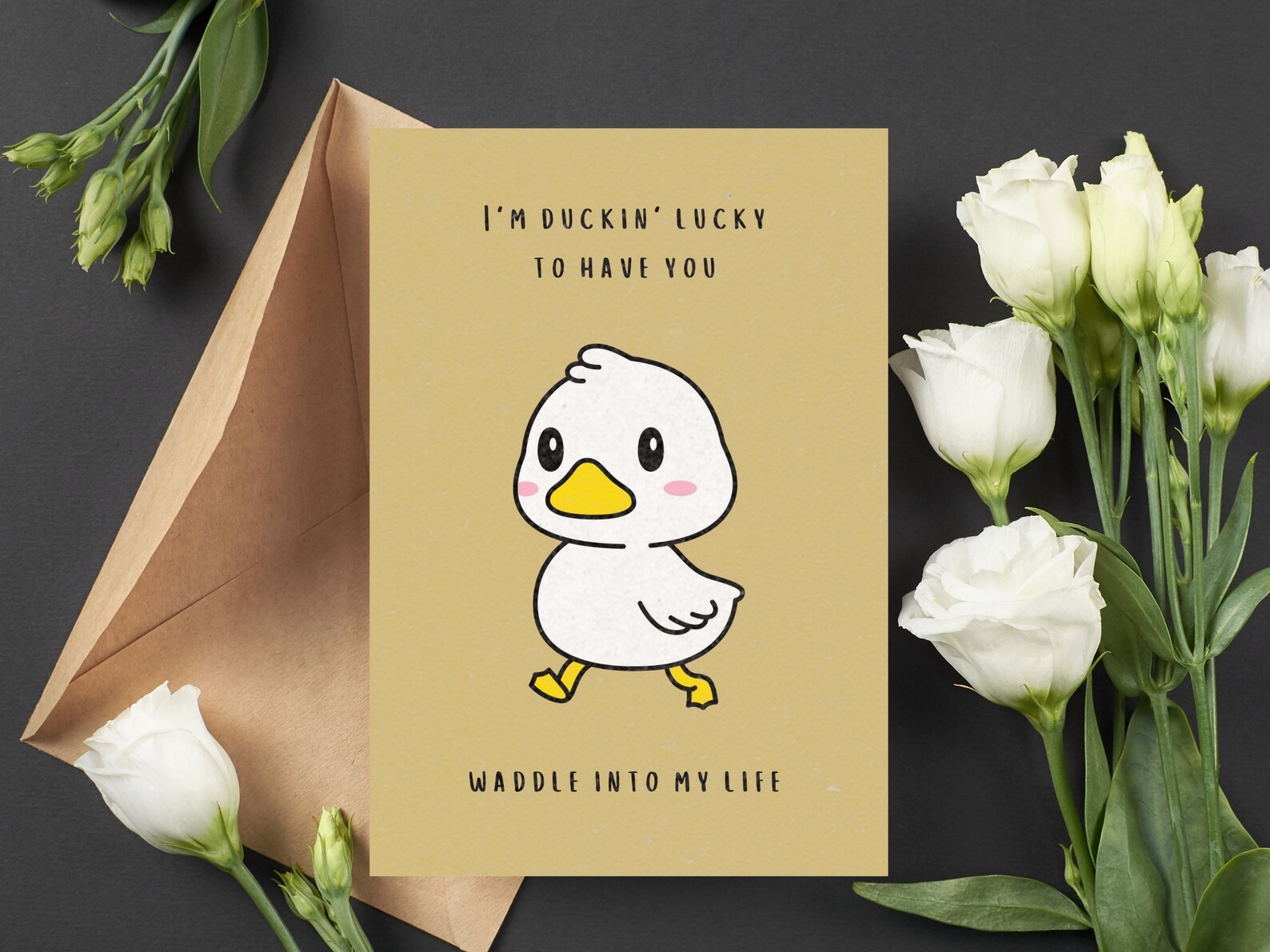Cute Duck Greeting Card With Adorable Rubber Duck i'm Duckin' Lucky to ...